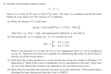 1 consider the gaussian sequence model y b e