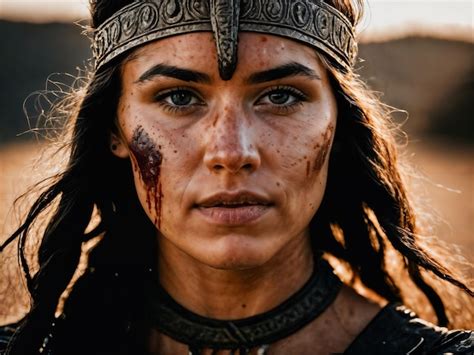 Premium AI Image Photo Of Ancient Barbarian Female Warrior Stained