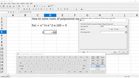 gnumeric how to solve roots of polynomial equations using solver youtube