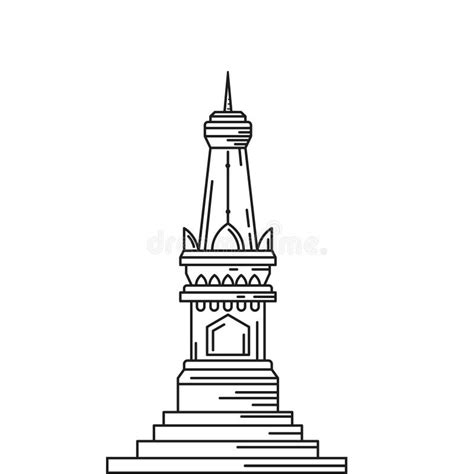 Yogyakarta Monumento Línea Vector Ilustración Yogyakarta Monumento Es