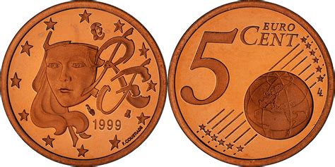 Frankreich 5 Euro Cent 1999 Paris Paris BE STGL Copper Plated Steel