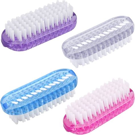 4 Pcs Nail Brushes Hand Brush Plastic Fingernail Scrubber Two Sided
