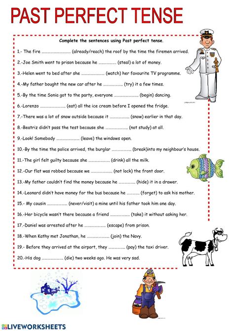 Free Past Perfect Tense Worksheets