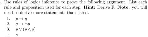 solved use rules of logic inference to prove the following
