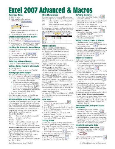 microsoft excel 2007 advanced macros quick reference guide cheat sheet of instructions tips