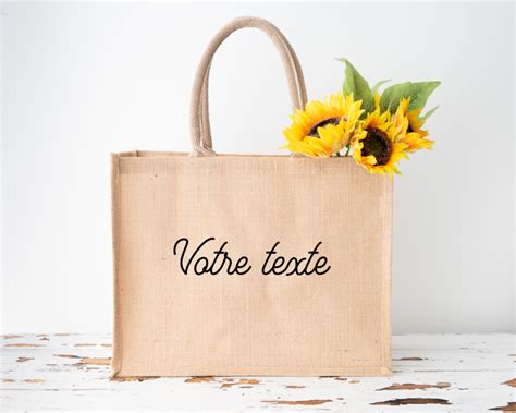Sac cabas en jute personnalisé Bouille d amour