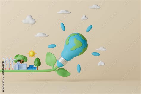 3d Rendering Concept Environment And Ecology Illustration Renewable