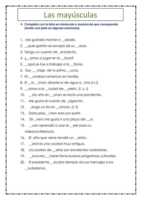 Ficha interactiva de Las mayúsculas Spanish Lessons For Kids Singular