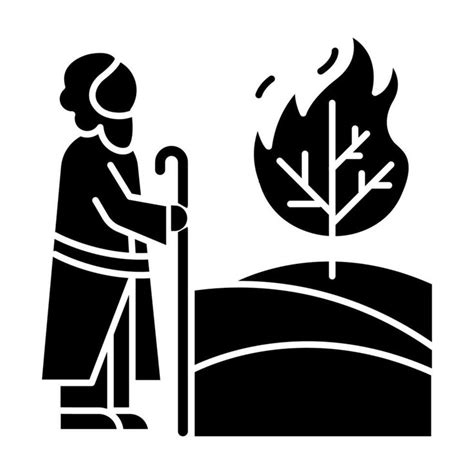 Moisés y el icono del glifo de la historia bíblica de la zarza ardiente