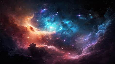 Galaxy Starry Sky Blue Purple Yellow Powerpoint Background For Free