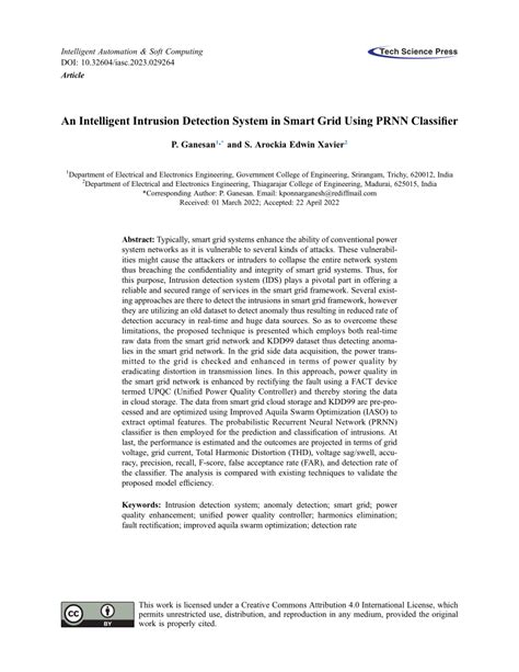 pdf an intelligent intrusion detection system in smart grid using prnn classifier