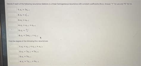 solved decide if each of the following recurrence relations