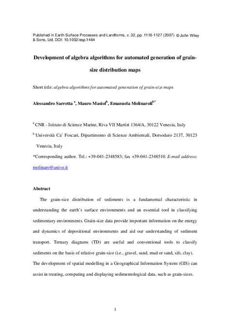 pdf development of algebra algorithms for automated generation of grain size distribution maps