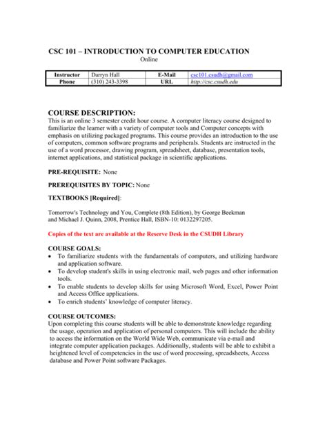 csc 101 csudh computer science