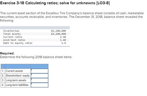 solved exercise 3 18 calculating ratios solve for unknowns