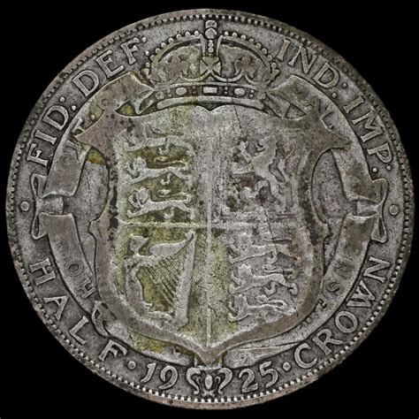 1925 George V Silver Half Crown Scarce Fair
