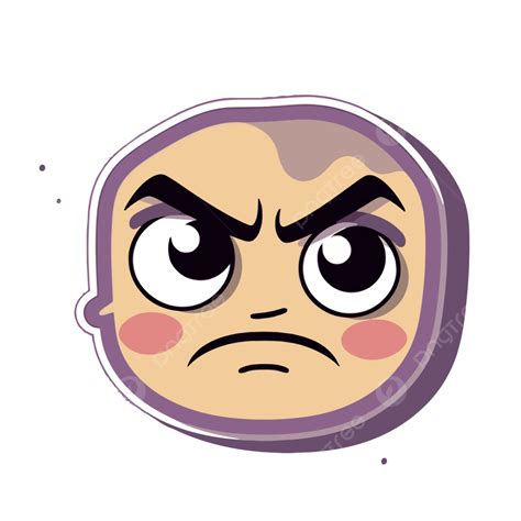 Adesivo De Rosto Bravo De Desenho Animado Clipart De Fundo Roxo