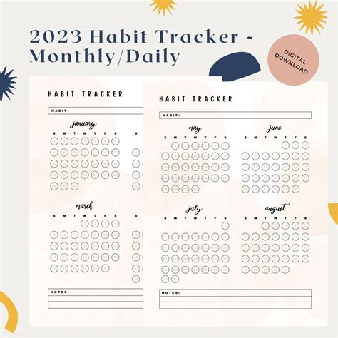 Minimal Printable Habit Tracker 2023 Daily And Monthly Etsy