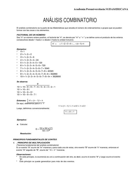 analisis combinatorio pdf permutación combinatoria