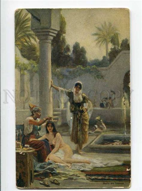 Nude Slaves Harem Bathing By Leinweber Vintage Color Pc
