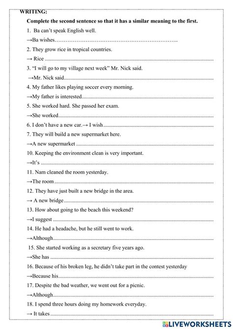 Grade 10 REVISION WRITING Worksheet Live Worksheets Worksheets Library