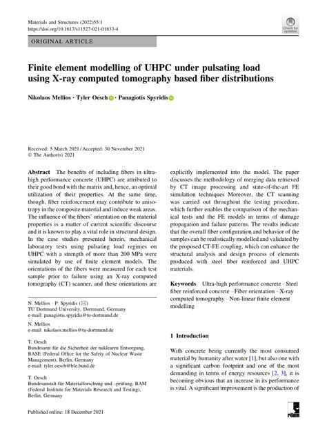 pdf finite element modelling of uhpc under pulsating load using x ray computed tomography