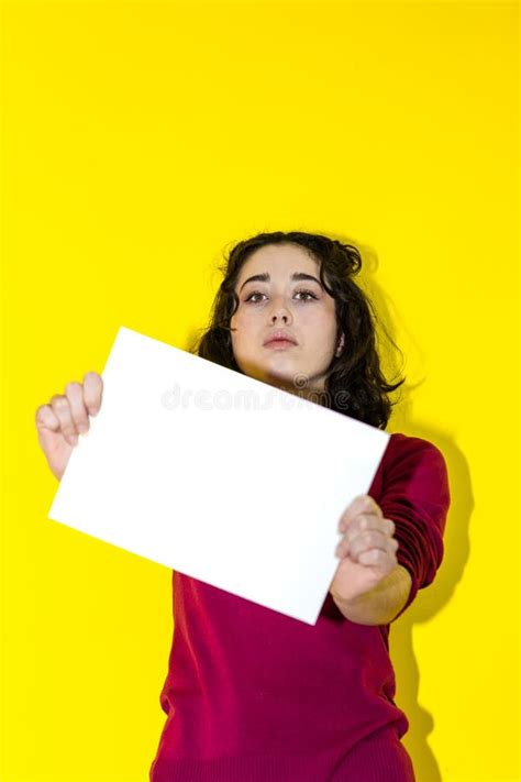 360 Girl Holding Blank Piece Paper Stock Photos Free Royalty Free