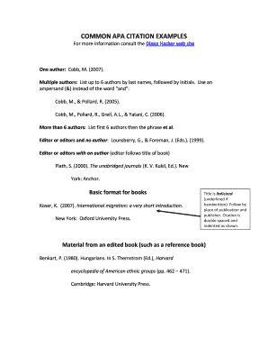 Fillable Online Alfredstate COMMON APA CITATION EXAMPLES Alfred State