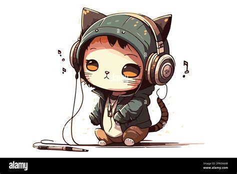 Anime Cat With Headphones