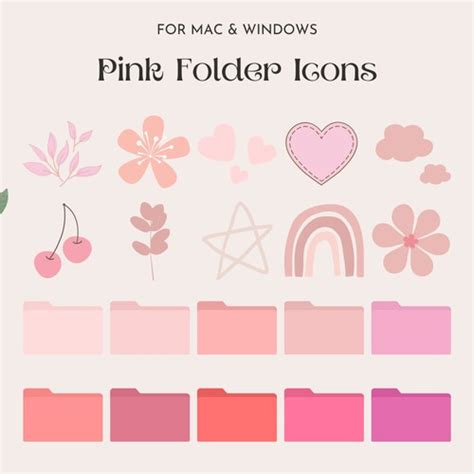 Pink Folder Icons For Mac Windows Free Pink Desktop Etsy