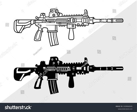 Assault Rifle Svg Printable Vector Illustration Stock Vector Royalty