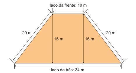 A figura mostra a planta de um terreno a indicação de algumas