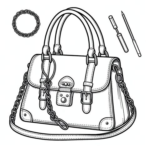 Desenho Detalhado De Bolsa Para Colorir Pintar E Colorir