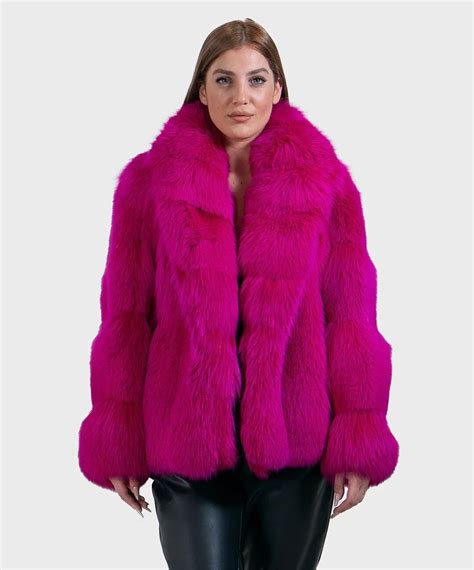 Fushia Real Fox Fur Womens Jacket Size 2XL Etsy In 2024 Jackets For