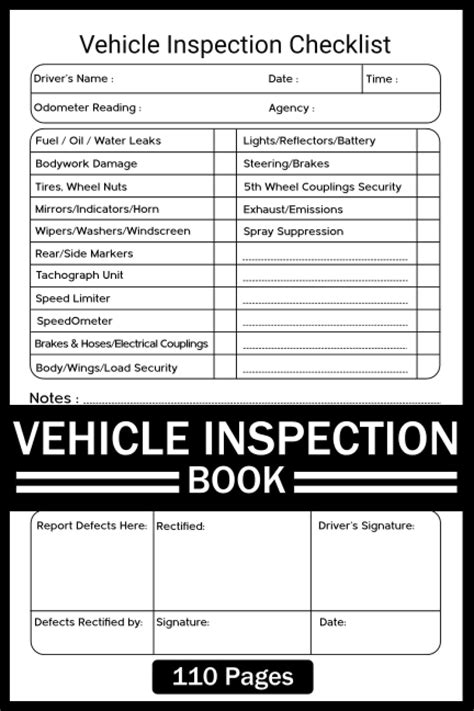 Amazon Daily Vehicle Inspection Report Book Canada Vehicle