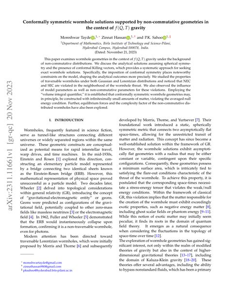 pdf conformally symmetric wormhole solutions supported by non commutative geometries in the