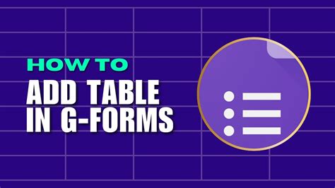 New Update How To Add Table In Google Forms Youtube
