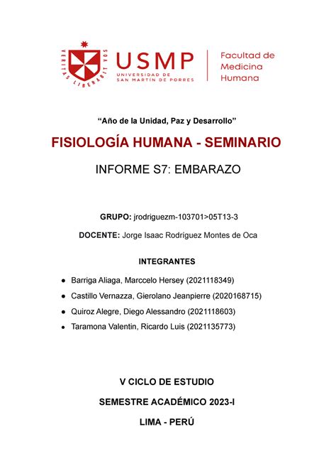 Fisio seminario informe s7 Año de la Unidad Paz y Desarrollo