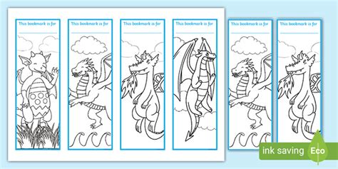 FREE Printable Dragon Bookmarks To Colour Teacher Made
