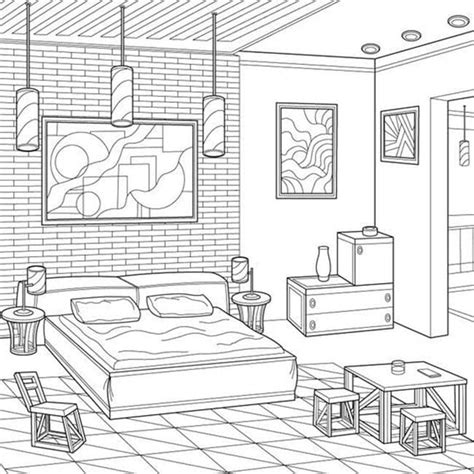 Dibujos de Increíble Dormitorio para Colorear para Colorear Pintar e