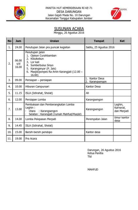 Contoh Susunan Panitia Acara Hut Ri Adalah Merupakan IMAGESEE