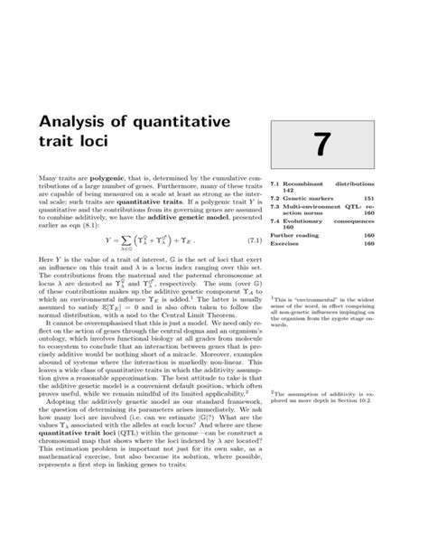 7 analysis of quantitative trait loci