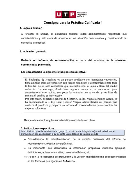 Consigna Práctica Calificada 1 Consigna para la Práctica Calificada