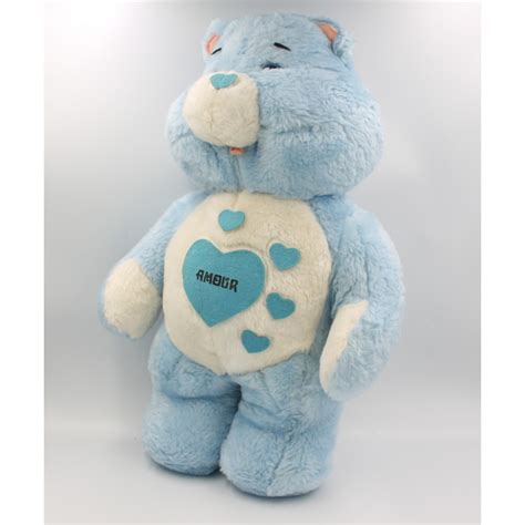 Ancienne Peluche Ours Bleu Fleurs
