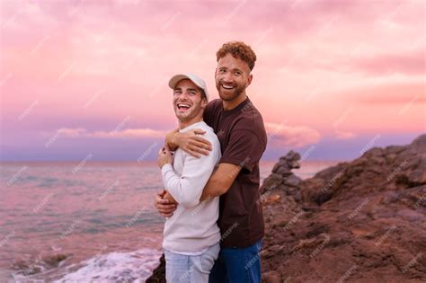 Free Photo Affectionate Gay Couple Spending Time Together On The Beach