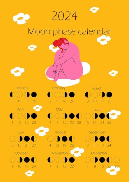Premium Vector Moon Phases Calendar With Naked Woman Body In