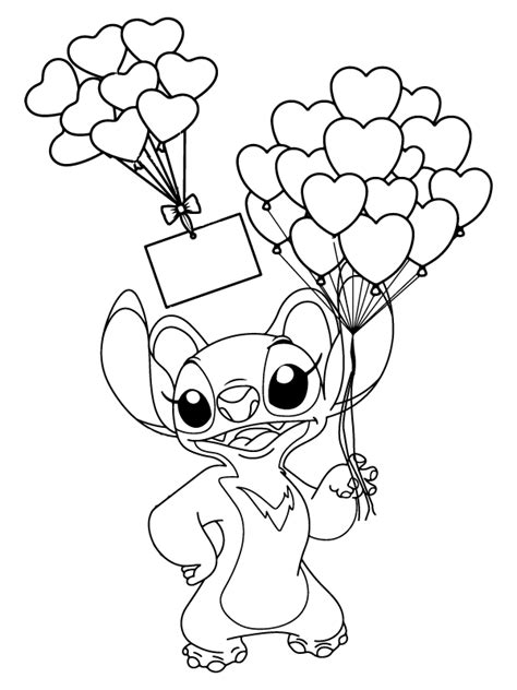 Stitch Valentines Coloring Page