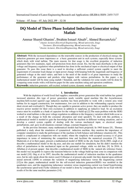 pdf dq model of three phase isolated induction generator using matlab