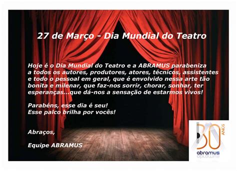 De Mar O Dia Mundial Do Teatro Abramus