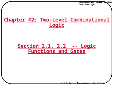 ppt chapter 2 two level combinational logic section 2 1 2 2 logic functions and gates